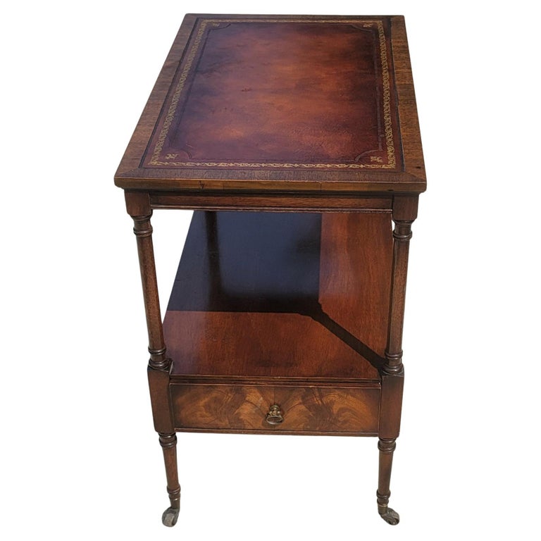Weiman Georgian Style Flame Mahogany and Tool Leather 2-Tier Wheeled ...