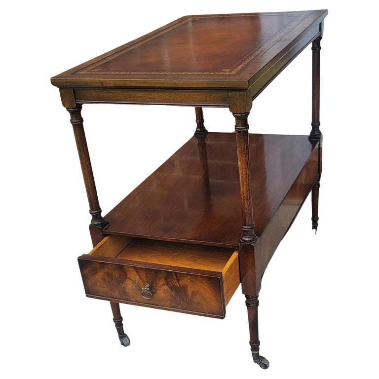 Weiman Georgian Style Flame Mahogany and Tool Leather 2-Tier Wheeled ...