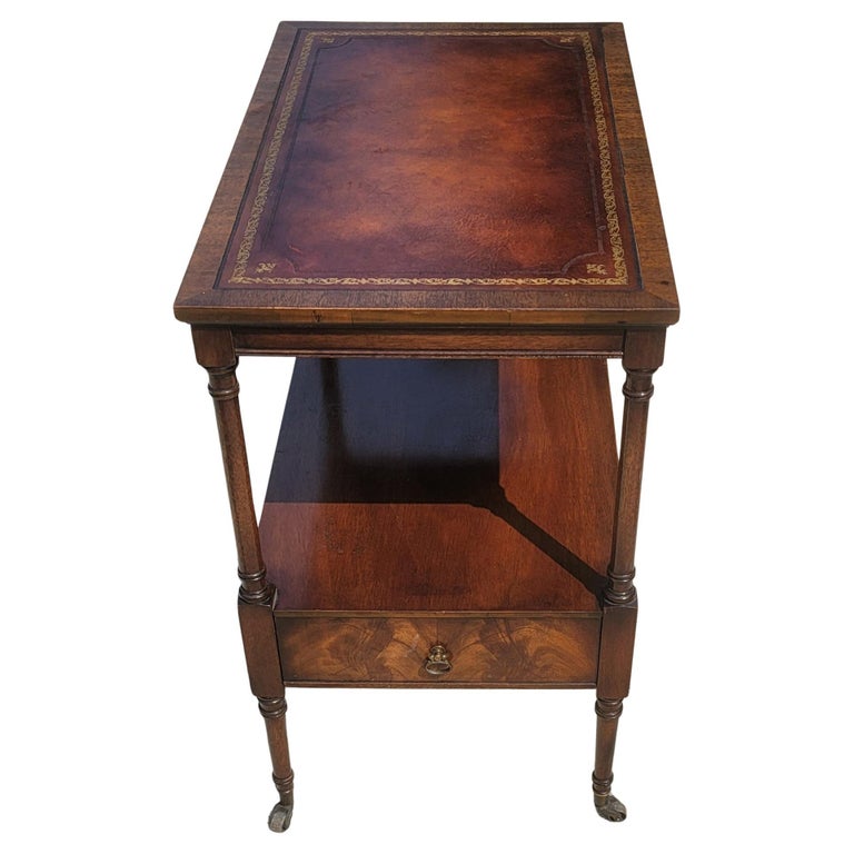 Weiman Georgian Style Flame Mahogany and Tool Leather 2-Tier Wheeled ...