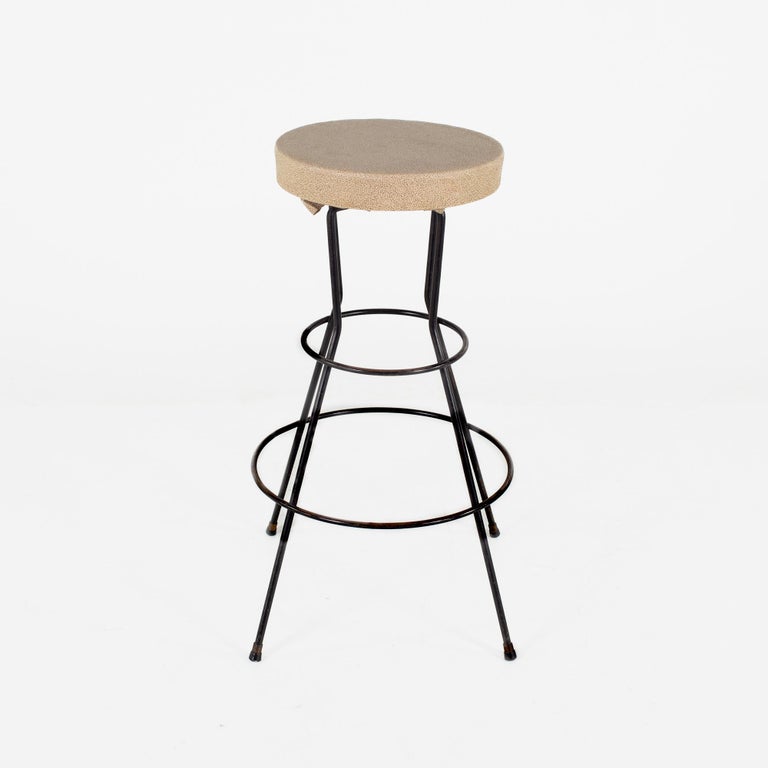 Weinberg Style Mid Century Brown Vinyl and Iron Stools, Set of 4 For ...