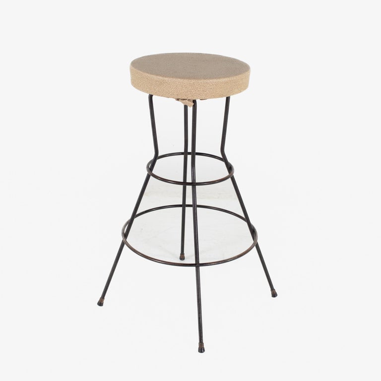 Weinberg Style Mid Century Brown Vinyl and Iron Stools, Set of 4 For ...