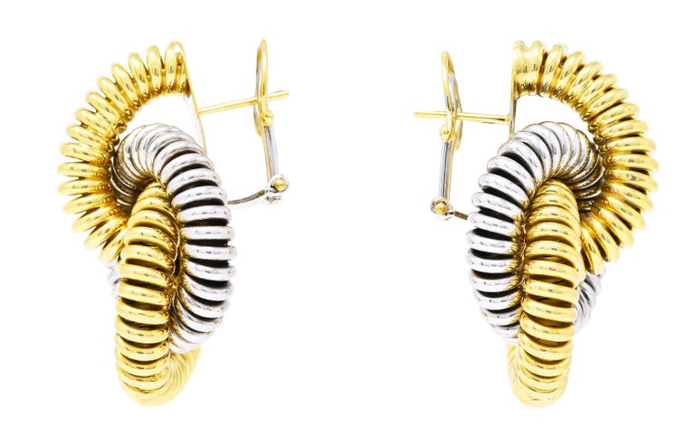Weingrill 18 Karat Two-Tone Gold Coiled Double Door Knocker Earrings ...