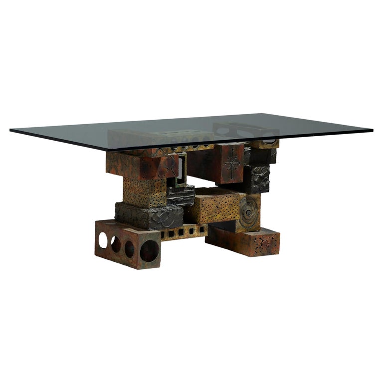Welded Polychromed and Patinated Steel "Skyline Dining" Table by Paul ...
