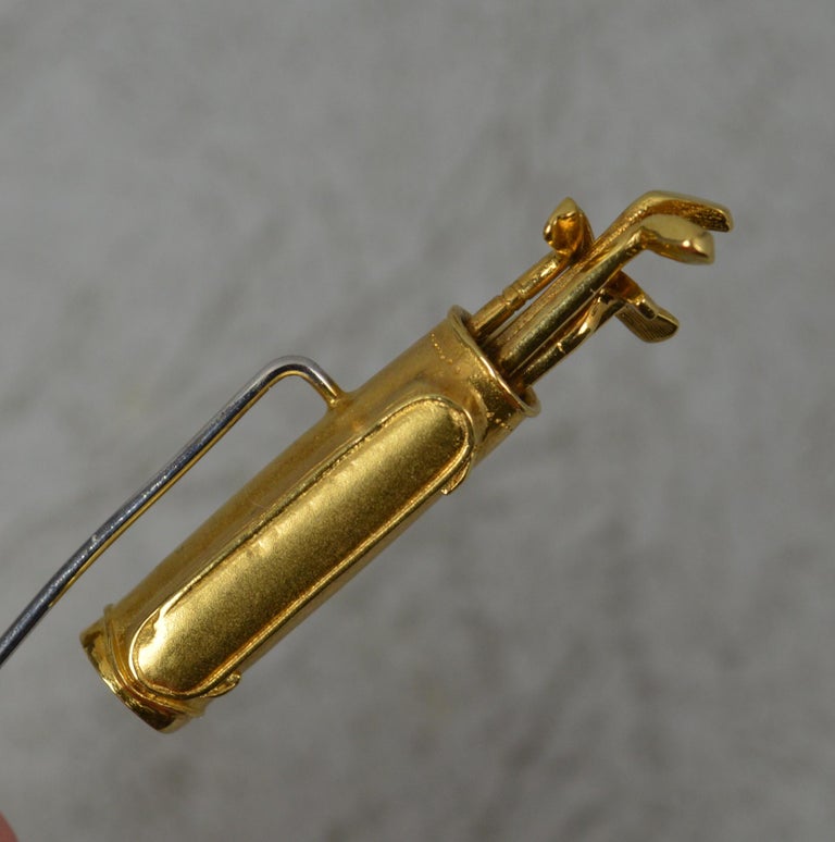 Well Made 9 Carat Gold Golfing Stick Tie Pin For Sale at 1stDibs