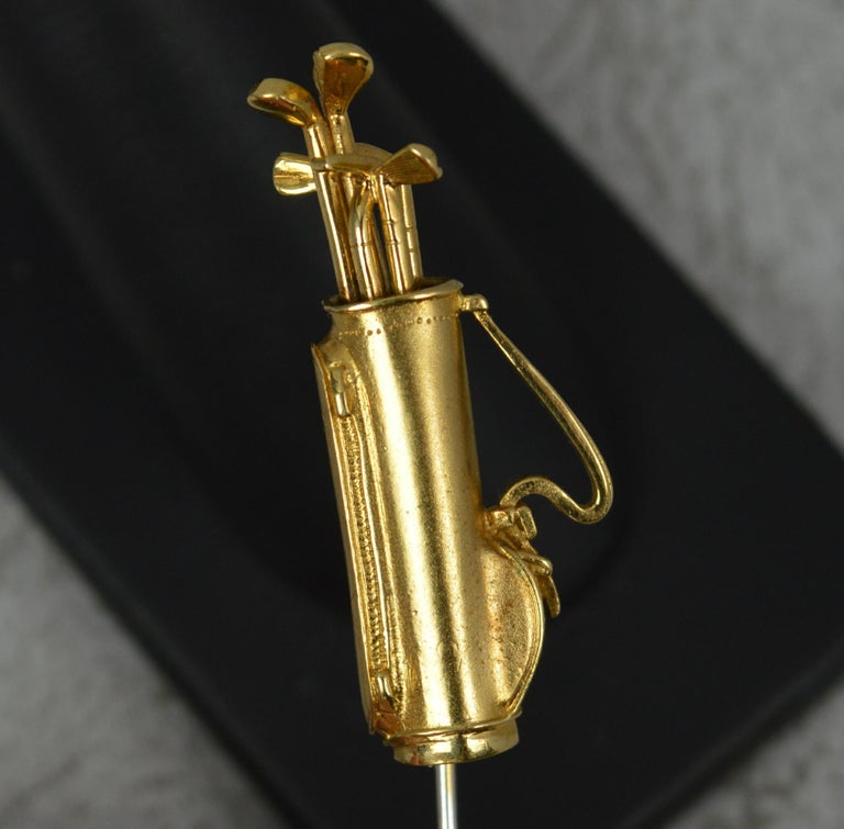 Well Made 9 Carat Gold Golfing Stick Tie Pin For Sale at 1stDibs