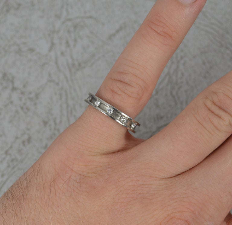 Well Made Platinum and Five Diamond Stack Band Ring For Sale at 1stDibs