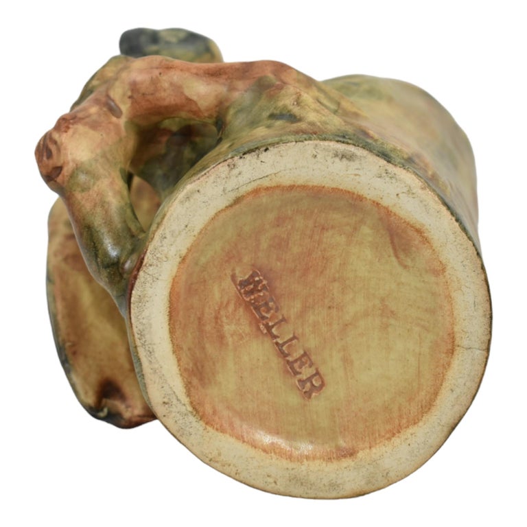 Weller Woodcraft 1920s Vintage Art Pottery Owl on a Branch Tree Vase ...