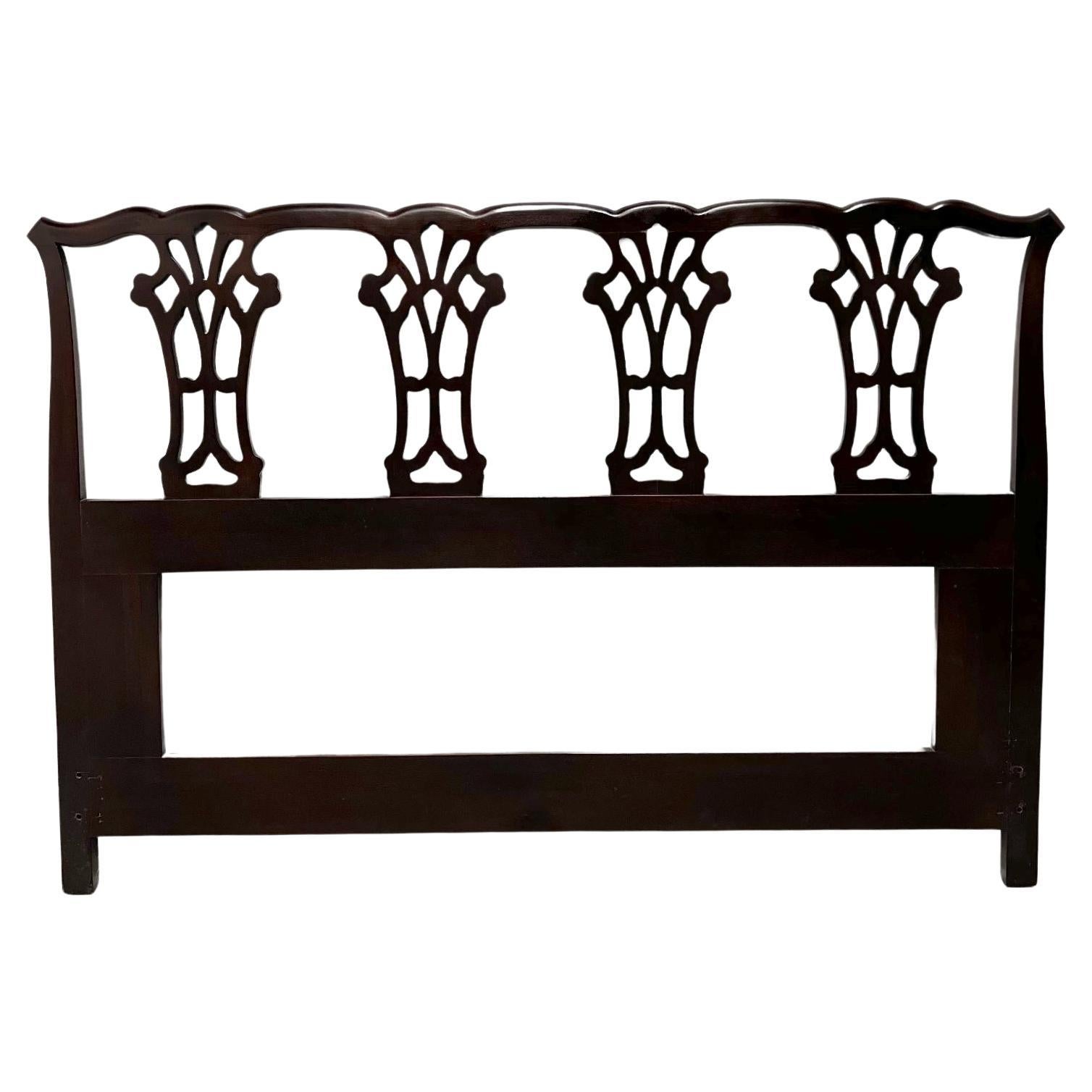 HENREDON Mahogany Asian Chinoiserie Faux Bamboo and Cane Queen Size ...
