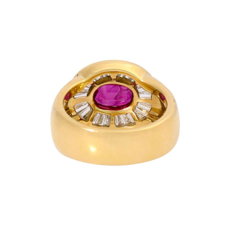 Wempe Ring with Fine Ruby Surrounded by Diamonds, Together Approx. 1.41 ...