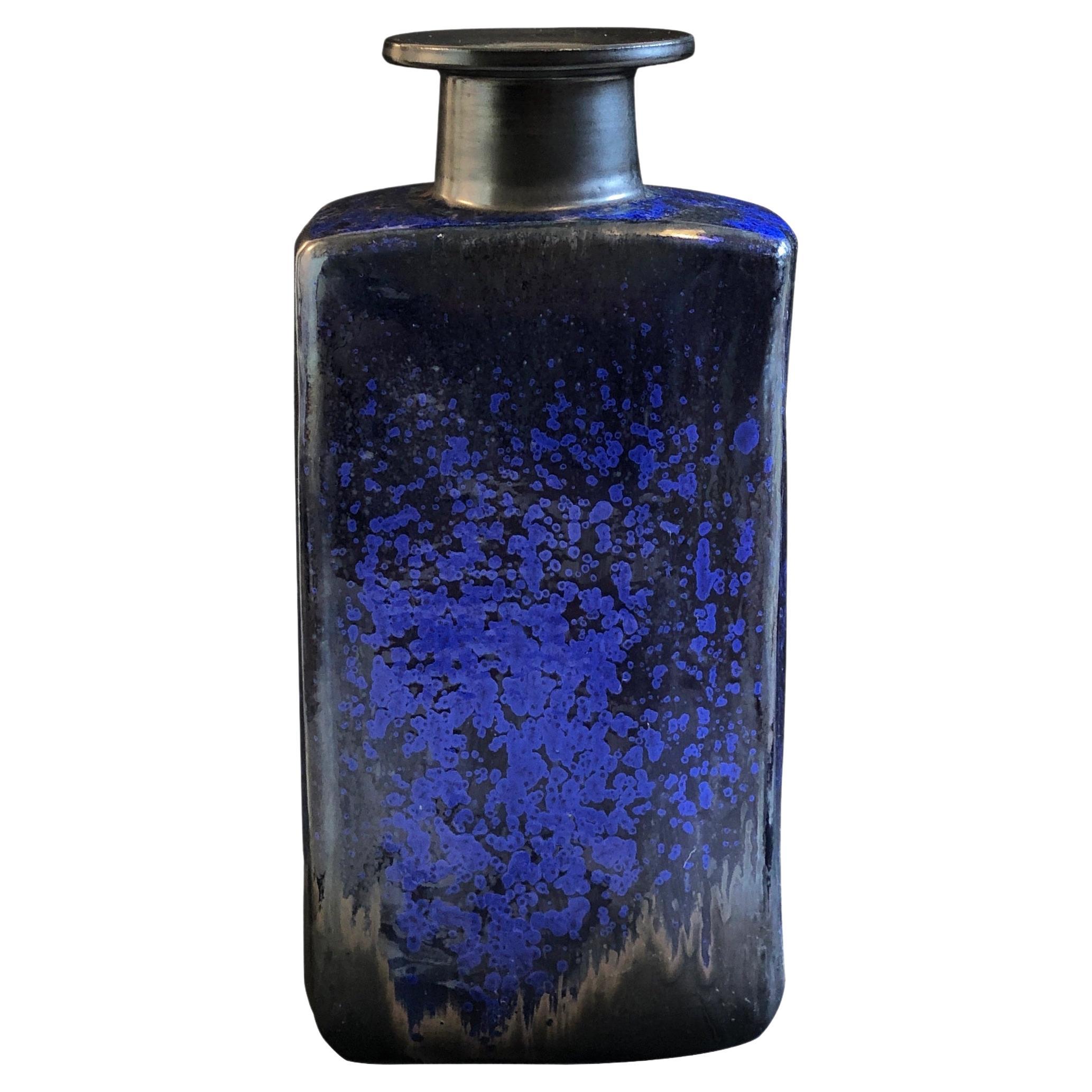 Wendelin Stahl Keramik Vase • Blue and Black Studiokeramik, Germany um ...