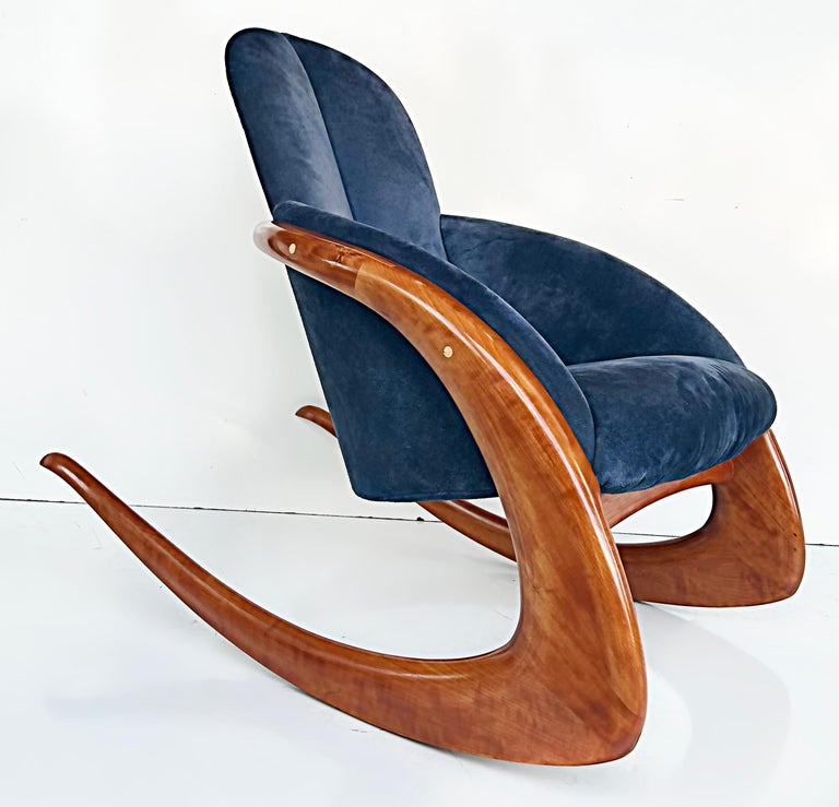 Wendell Castle Crescent Moon Wood and Suede Rocking Chair For Sale at ...