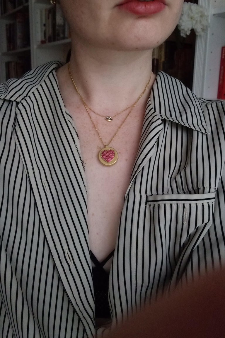 Wendy Brandes One-of-a-Kind Skull (inside) Gold Ruby Heart Locket ...