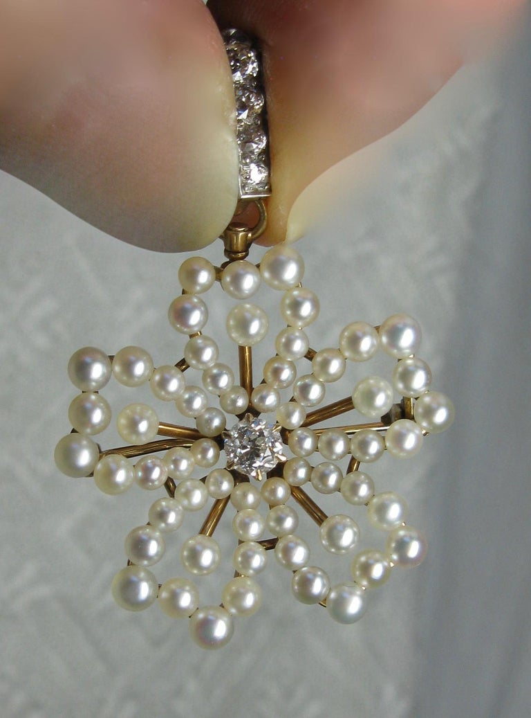 Wendy Vanderbilt 1/2 Carat Diamond Pearl Pendant Brooch Antique ...