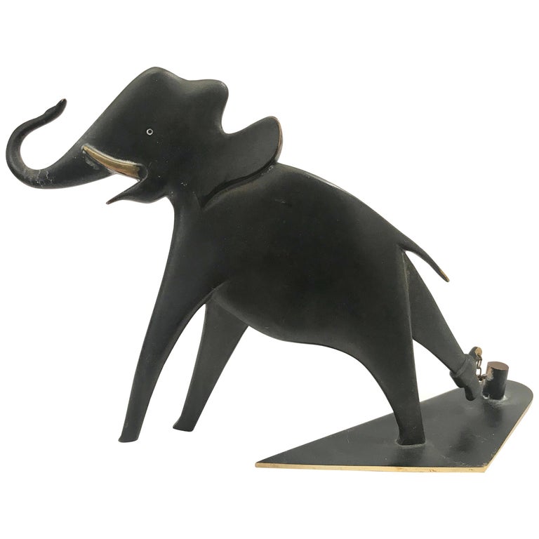 Werkstatte Hagenauer Wien Patinated Bronze Elephant For Sale at 1stDibs