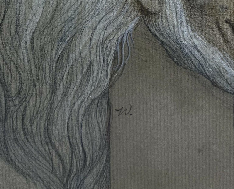 Werner Wilder Gouache with Graphite Drawing of a Man For Sale at 1stDibs