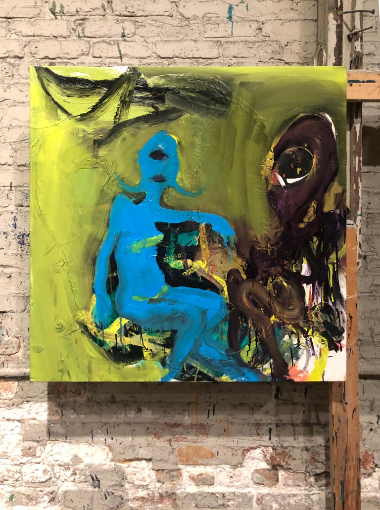 Wesley Kimler - Cyclops - Original Abstract Oil Painting, Bright Yellow ...