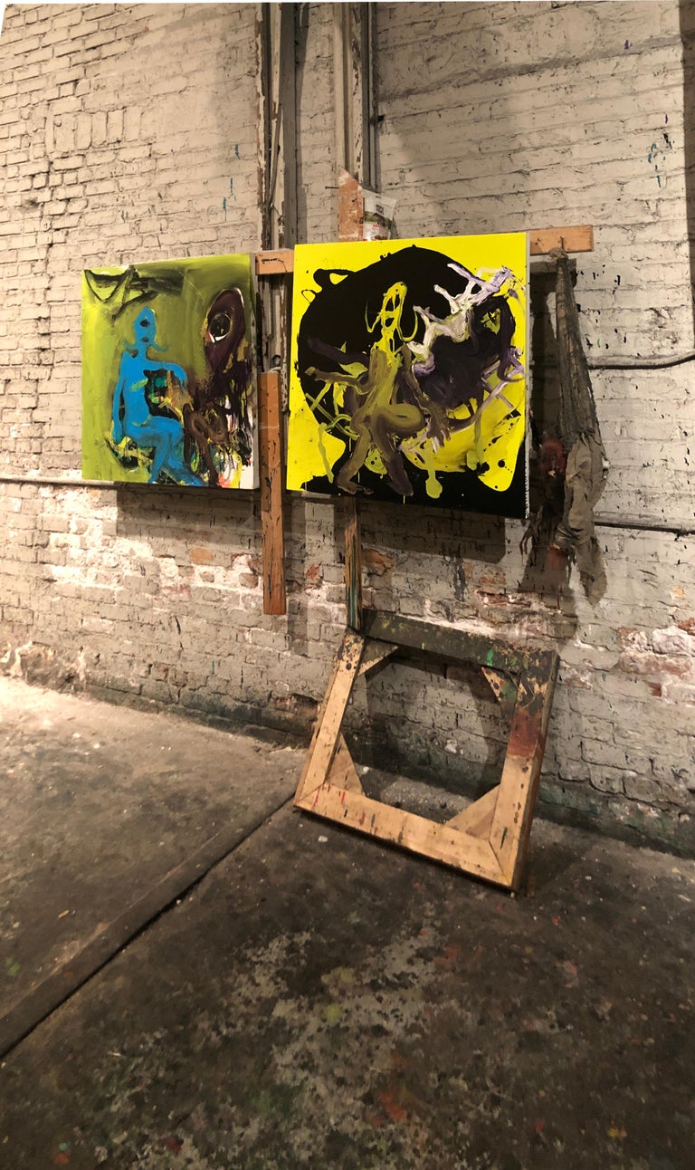 Wesley Kimler - Cyclops - Original Abstract Oil Painting, Bright Yellow ...