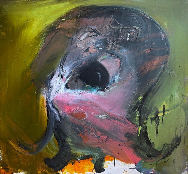 Wesley Kimler - The Ingénue, Multi-Coloured Abstract Figure on Green ...