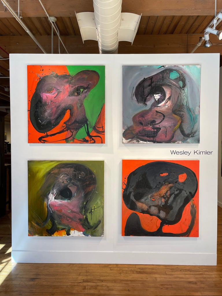 Wesley Kimler - Red Monster - Black Abstract Figure on Red Background ...