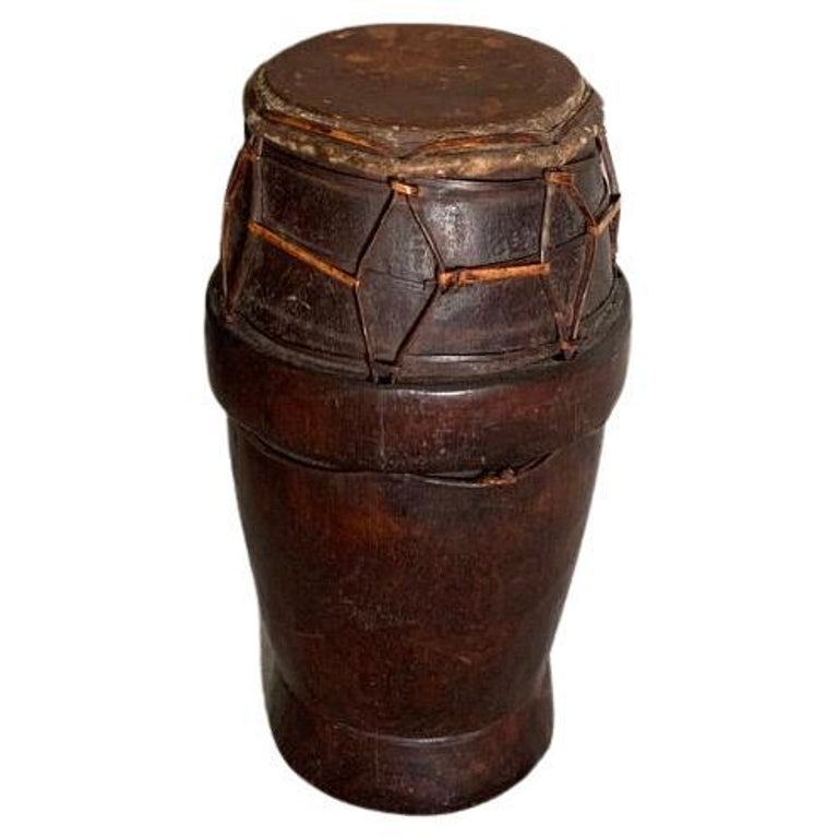 West African Drum, Decorative Sculpture 10 inch Tall For Sale at 1stDibs