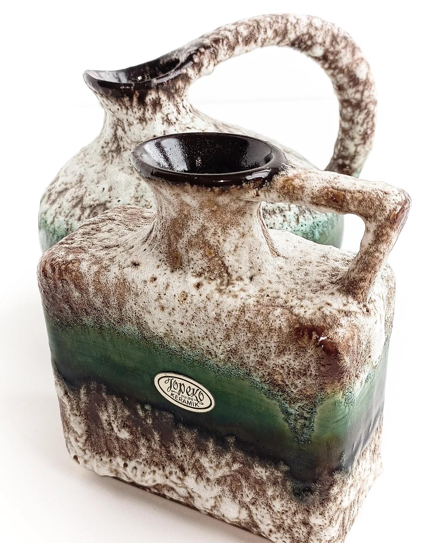 Vintage Mid Century West German Ceramic Vases by Prag Grün for Jopeko, 1960s For Sale at 1stDibs