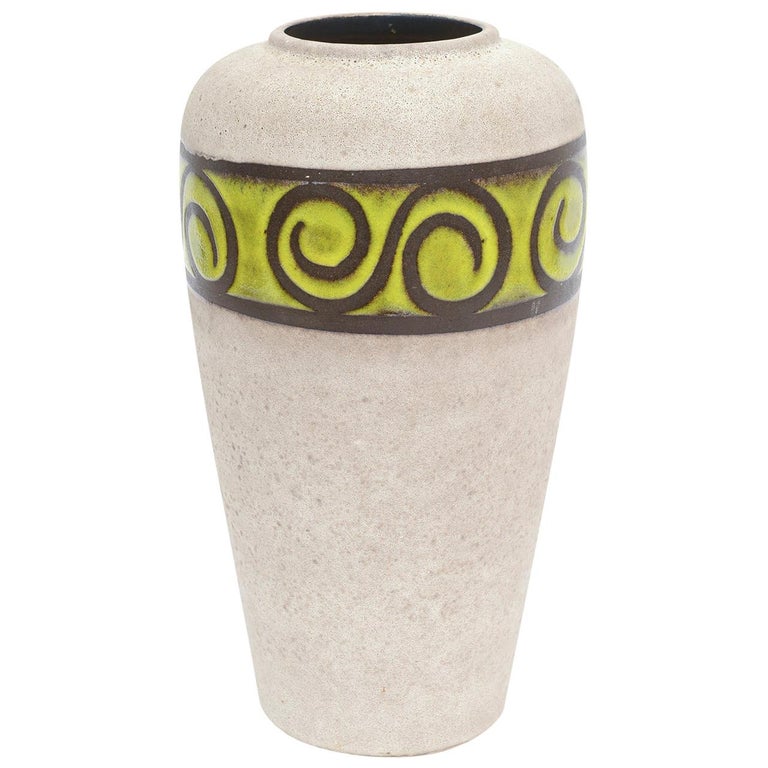 Western Germany Monumental Gray, And Chartreuse Ceramic Vessel or Vase ...