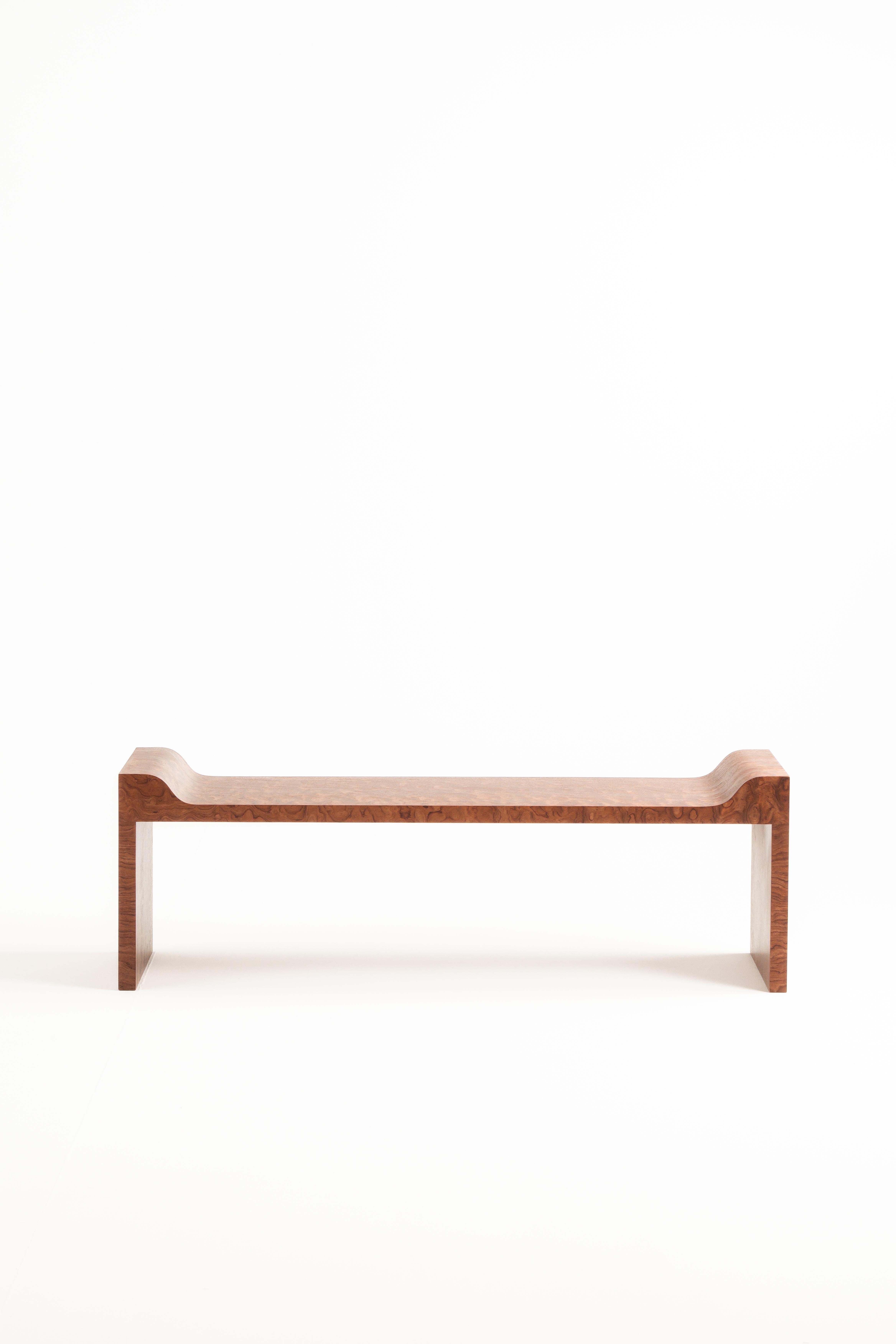 WESTMINSTER - Sculptural handmade bench in exotic veneer Bubinga Pomele ...