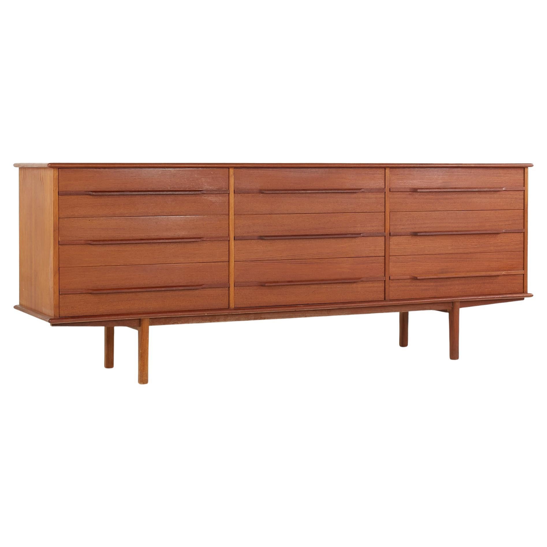 Walnut Teak Danish Mid Century Style Dresser at 1stDibs