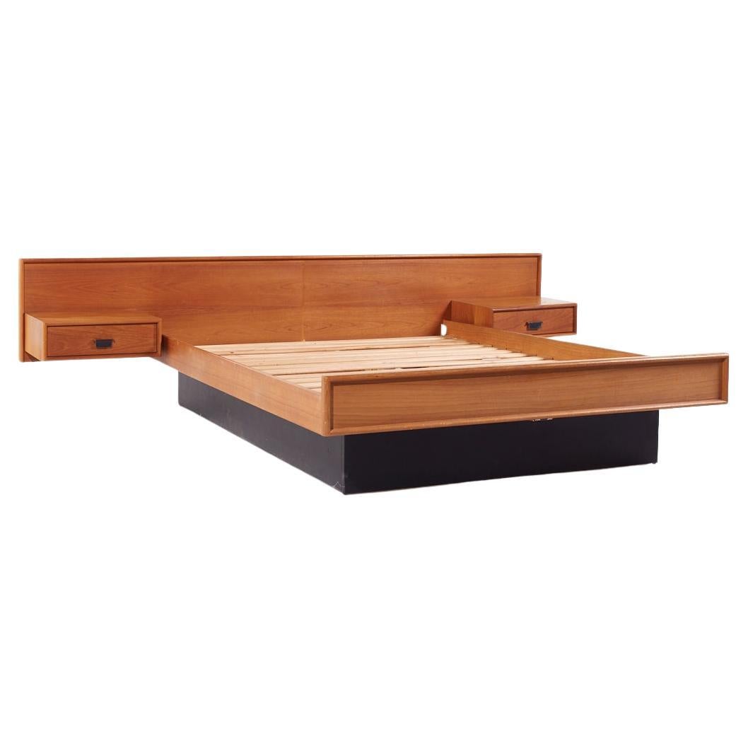 1980s Danish Modern Teak Platform Queen Bed with Floating Nightstands ...