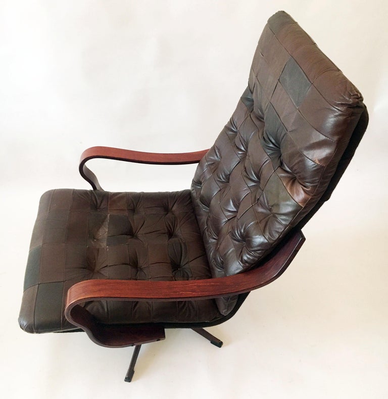 Westnova High Back Swivel Lounge Chairs Patchwork Leather, a Pair ...