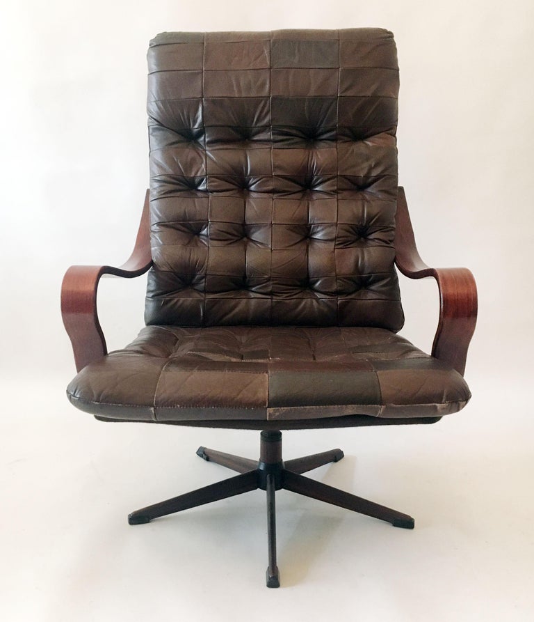 Westnova High Back Swivel Lounge Chairs Patchwork Leather, a Pair ...