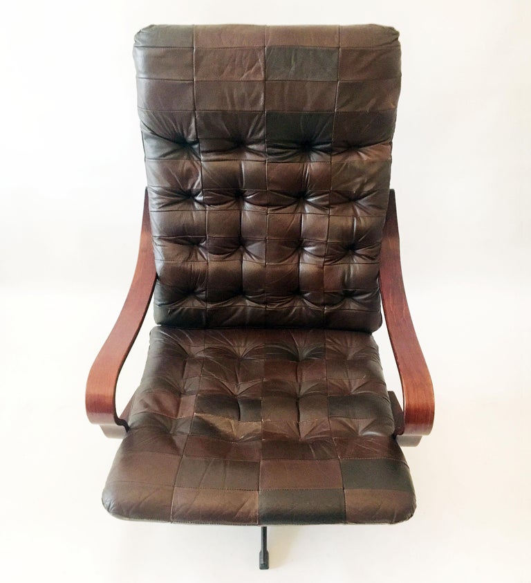 Westnova High Back Swivel Lounge Chairs Patchwork Leather, a Pair ...
