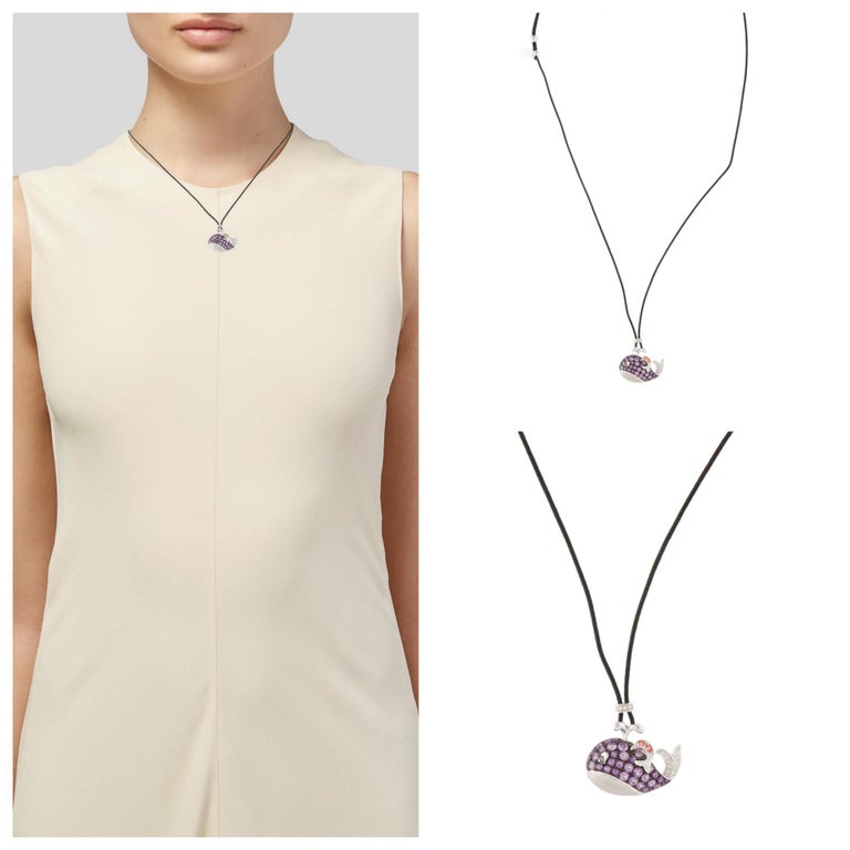 Whale 18 Karat White Gold Amethyst, Sapphire, and Diamond Adjustable ...