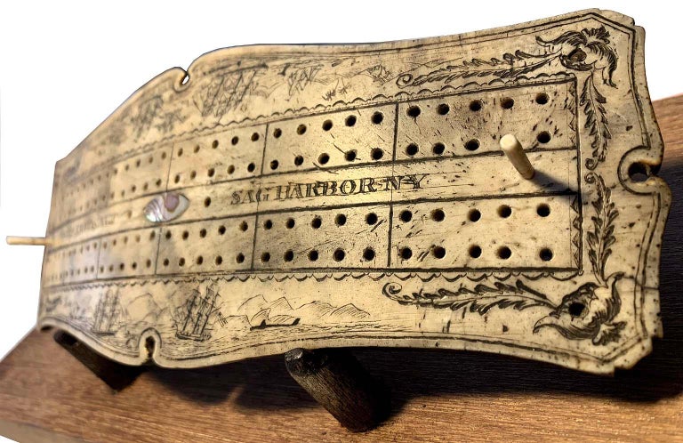 Sag Harbor Whale Scrimshaw Cribbage Board For Sale at 1stDibs | antique ...