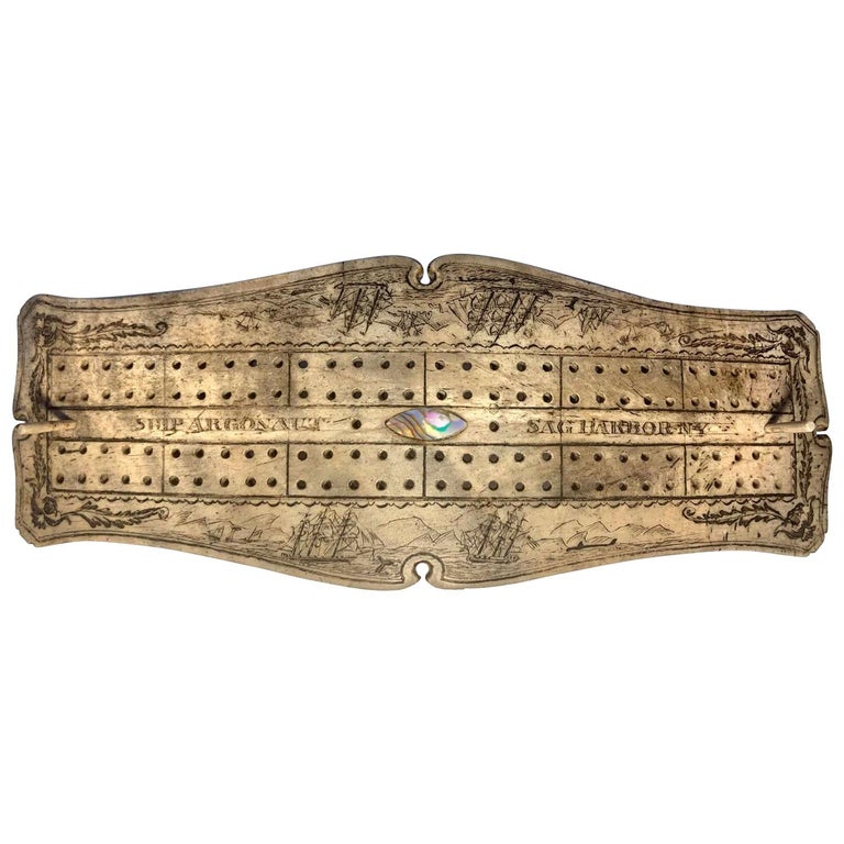 Sag Harbor Whale Scrimshaw Cribbage Board For Sale at 1stDibs | antique ...