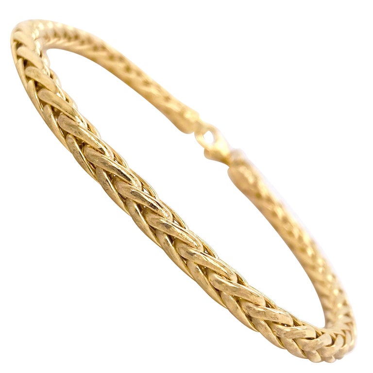 Wheat Chain Bracelet 14 Karat Yellow Gold Men's or Women's Chain ...