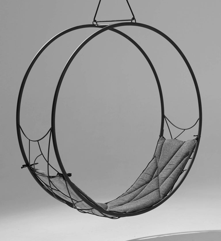 Modern, Steel, Outdoor, Hanging Wheel Chair, Circular, Black, 21st ...