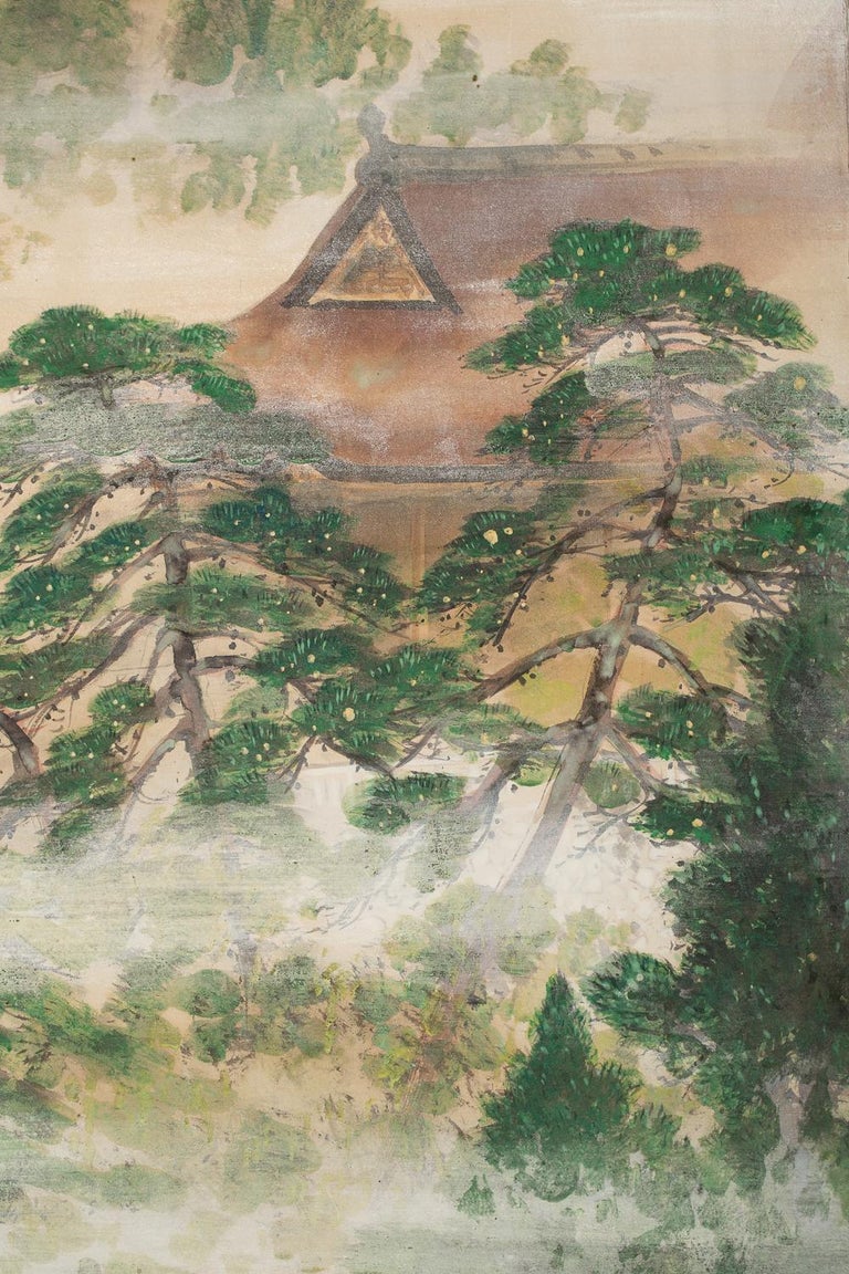Japanese Two-Panel Screen "Spring Mist in Kyoto" For Sale at 1stDibs ...