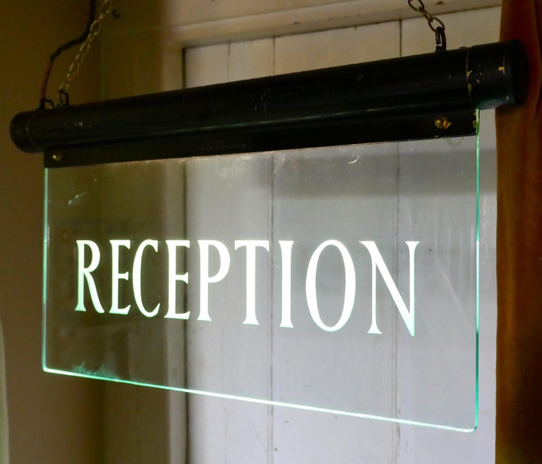 Art Deco Illuminated Hotel Reception Sign at 1stDibs