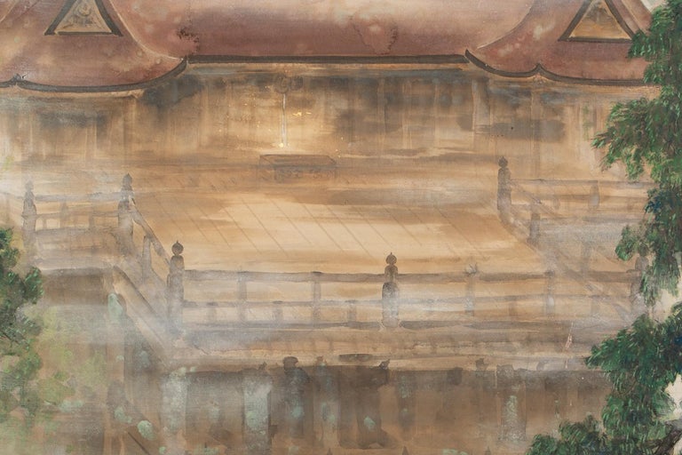 Japanese Two-Panel Screen "Spring Mist in Kyoto" For Sale at 1stDibs ...