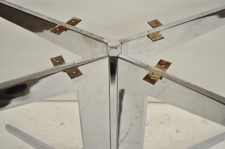 MCM Chrome Steel Double Star Pedestal Dining Table Bases Florence Knoll ...