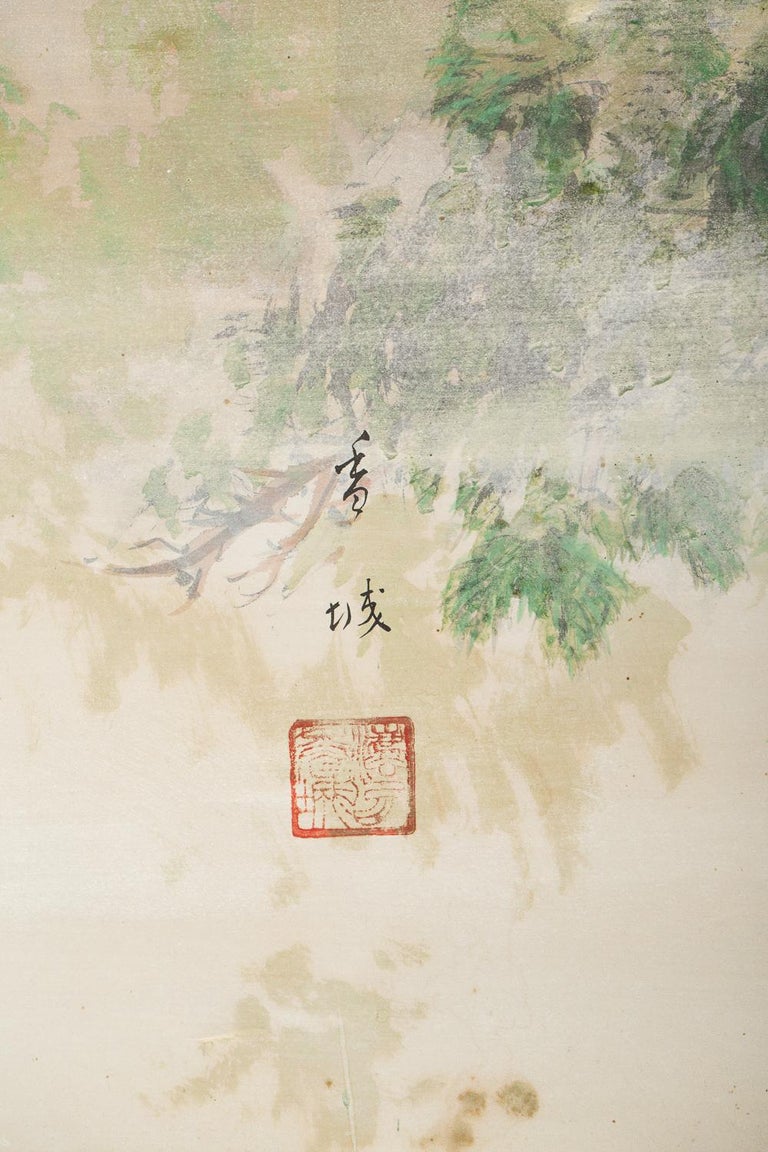 Japanese Two-Panel Screen "Spring Mist in Kyoto" For Sale at 1stDibs ...