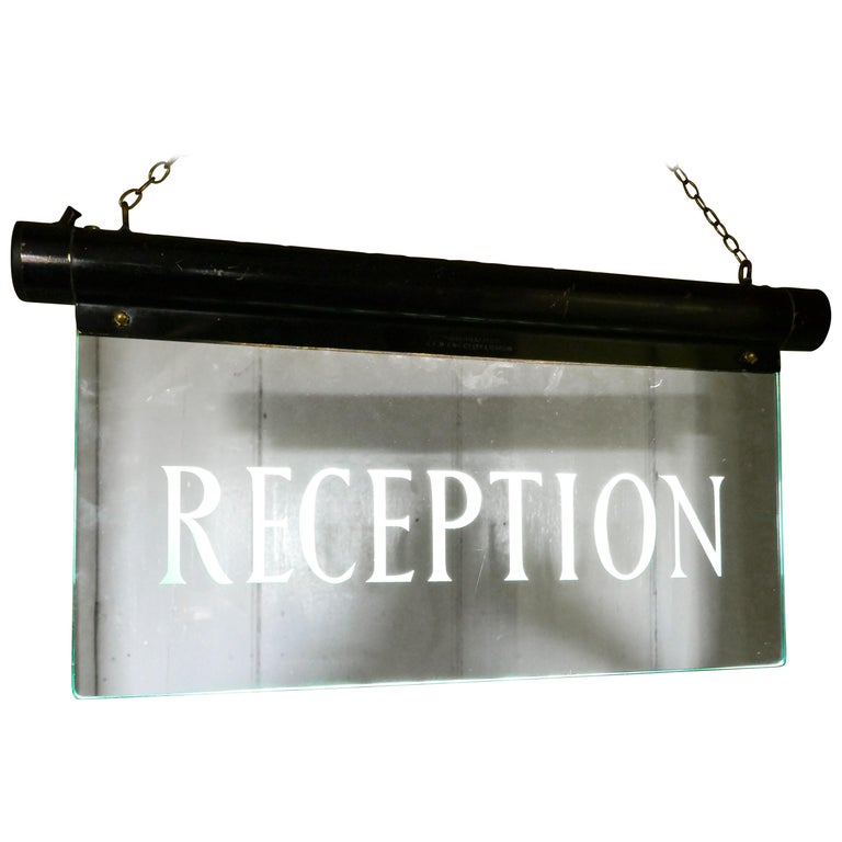 Art Deco Illuminated Hotel Reception Sign at 1stDibs