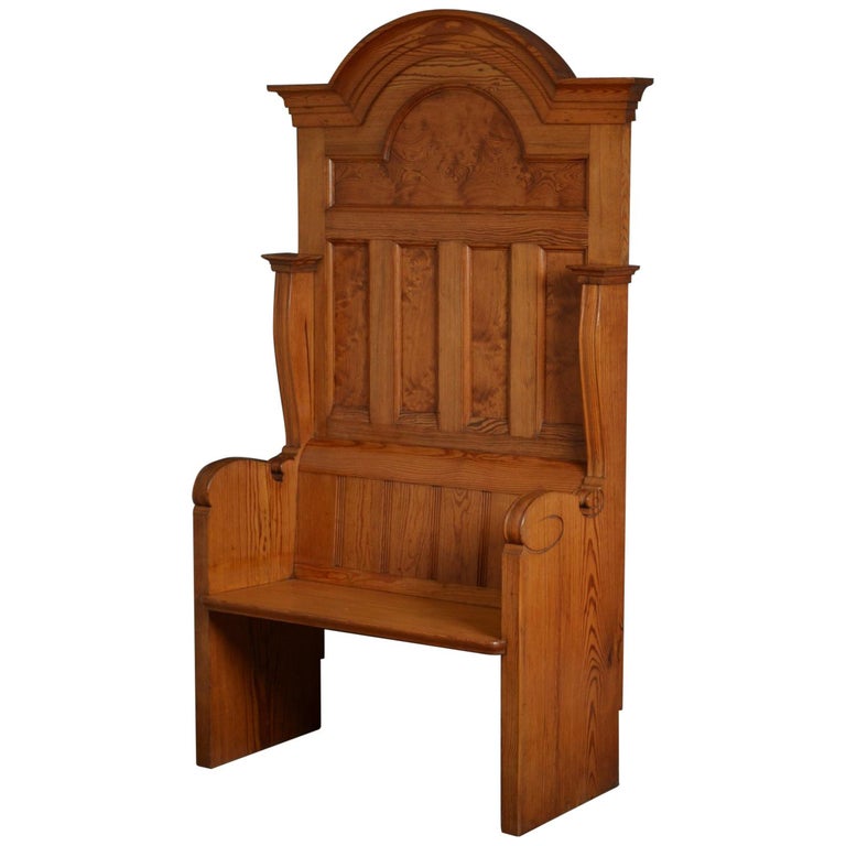 Unusual Victorian Pine Hall Bench at 1stDibs