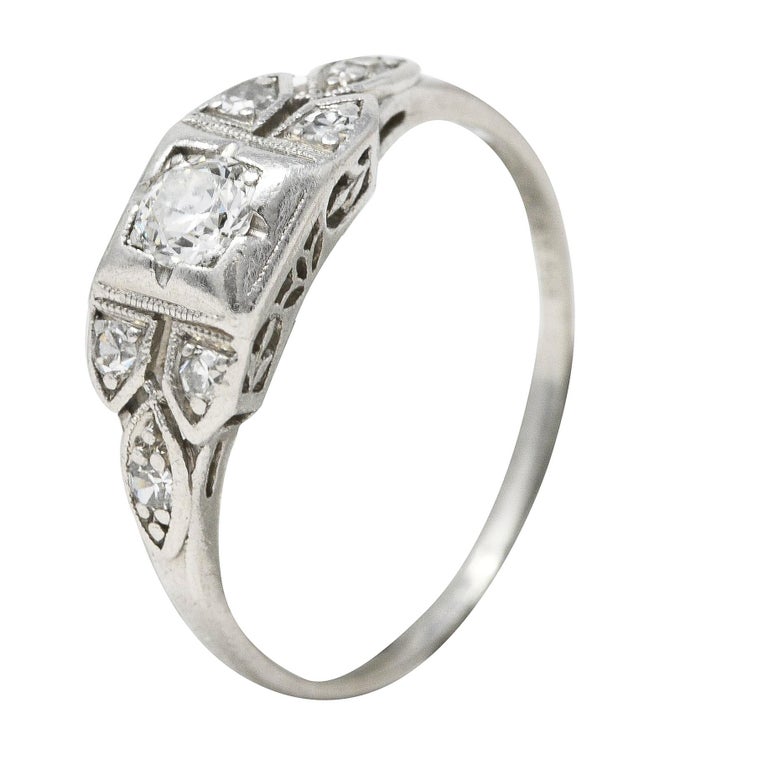 Wheeler and Co. Late Art Deco Old European Cut Diamond Platinum Ring ...