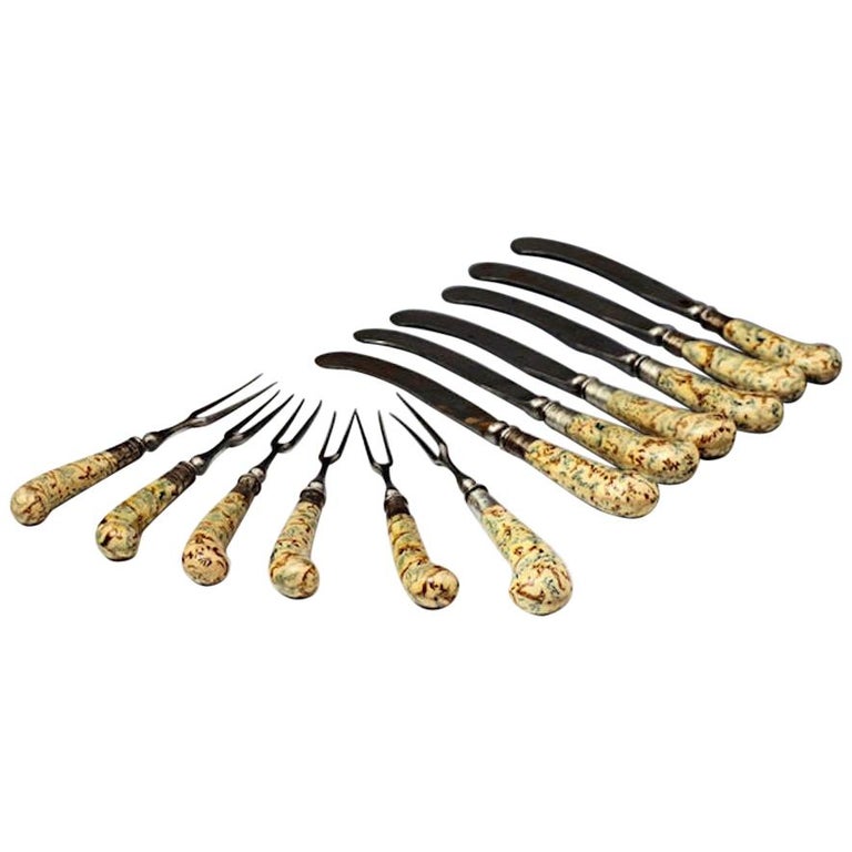 Whieldon Type Pottery Knives and Forks in Agateware 18th Century ...