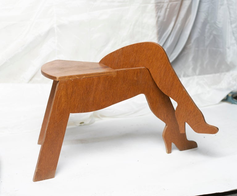 Whimsical and Rare Wooden "Crossed Legs" Stool by Jean-Claude Biraben ...