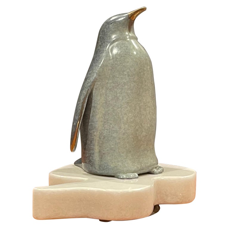 Whimsical Bronze Penguin Sculpture on Rotating Marble Base by Scott ...