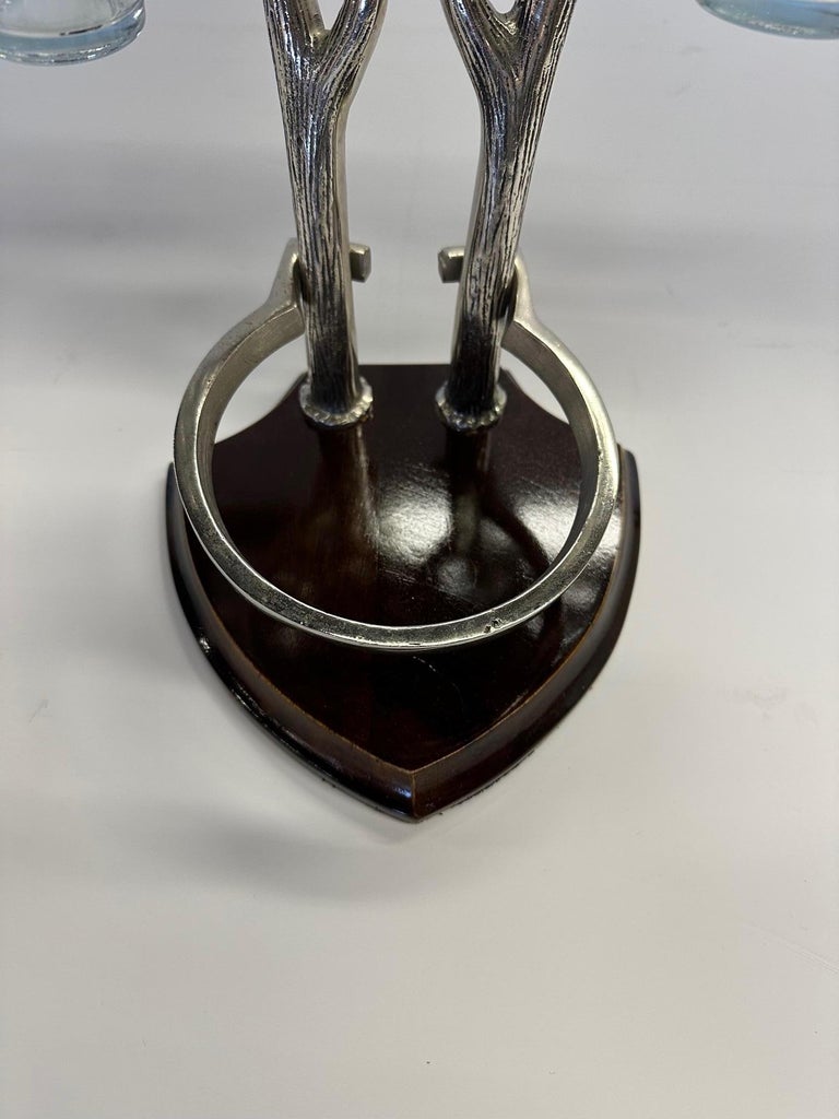 Whimsical Cast Aluminum Ice Bucket with Antler Motif Stand and Matching ...