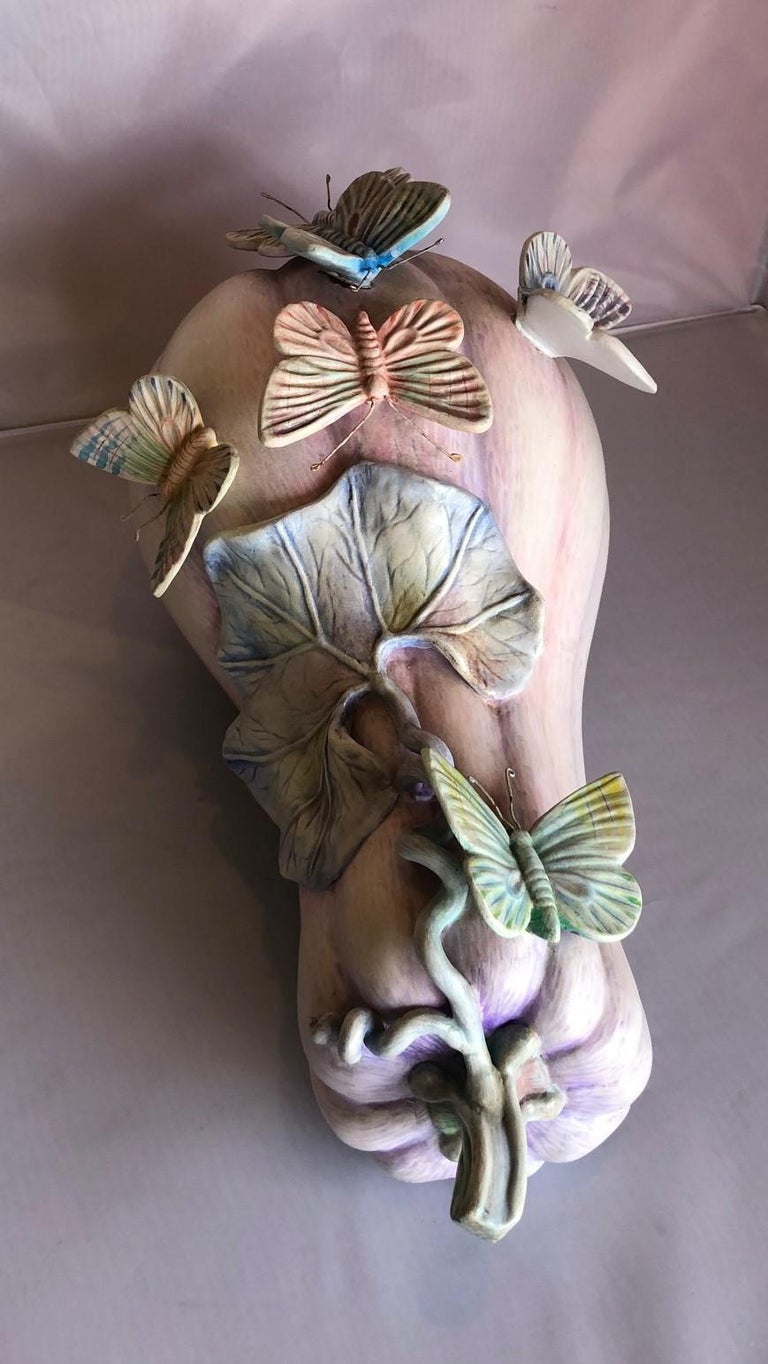 Whimsical Ceramic Butterflies on Squash Sculpture by Sergio Bustamante ...